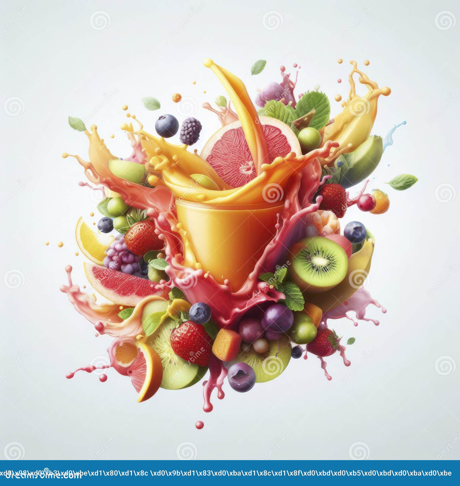 Multifruit Juice Splash Isolated on White Background. Ai Generative ...