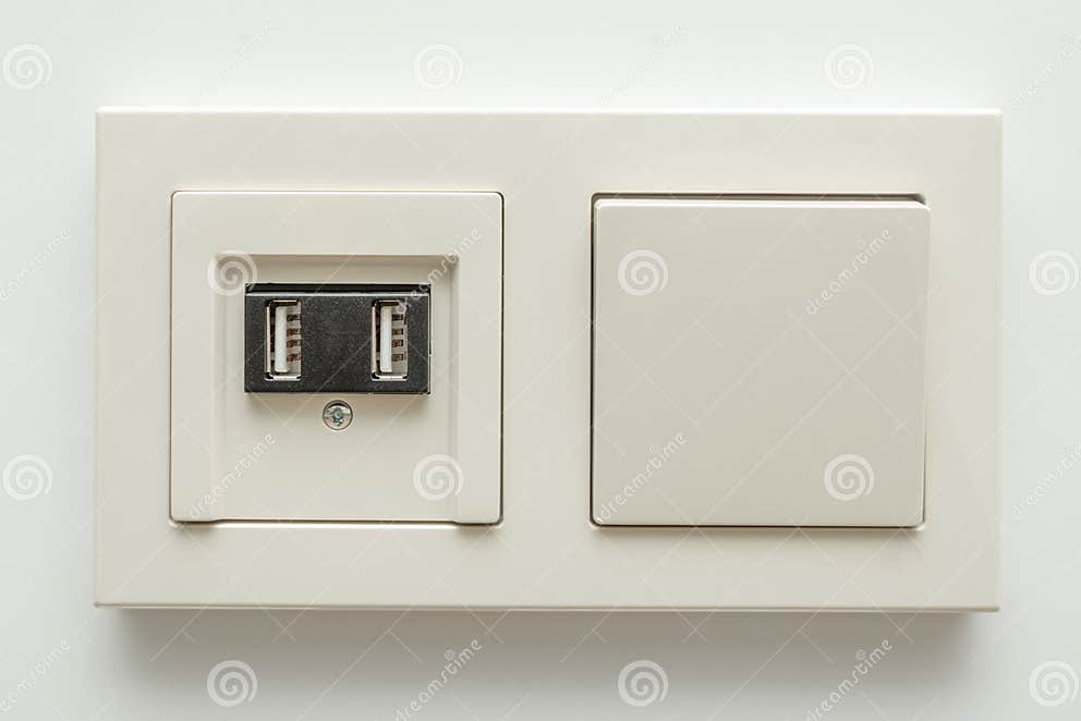 Multifunction Outlet with an White Electrical Light Switch with USB ...
