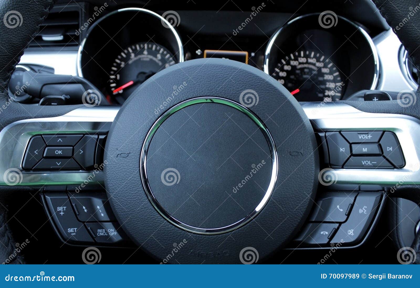 Multifunction Steering Wheel in Leather Car Interior Stock Image ...