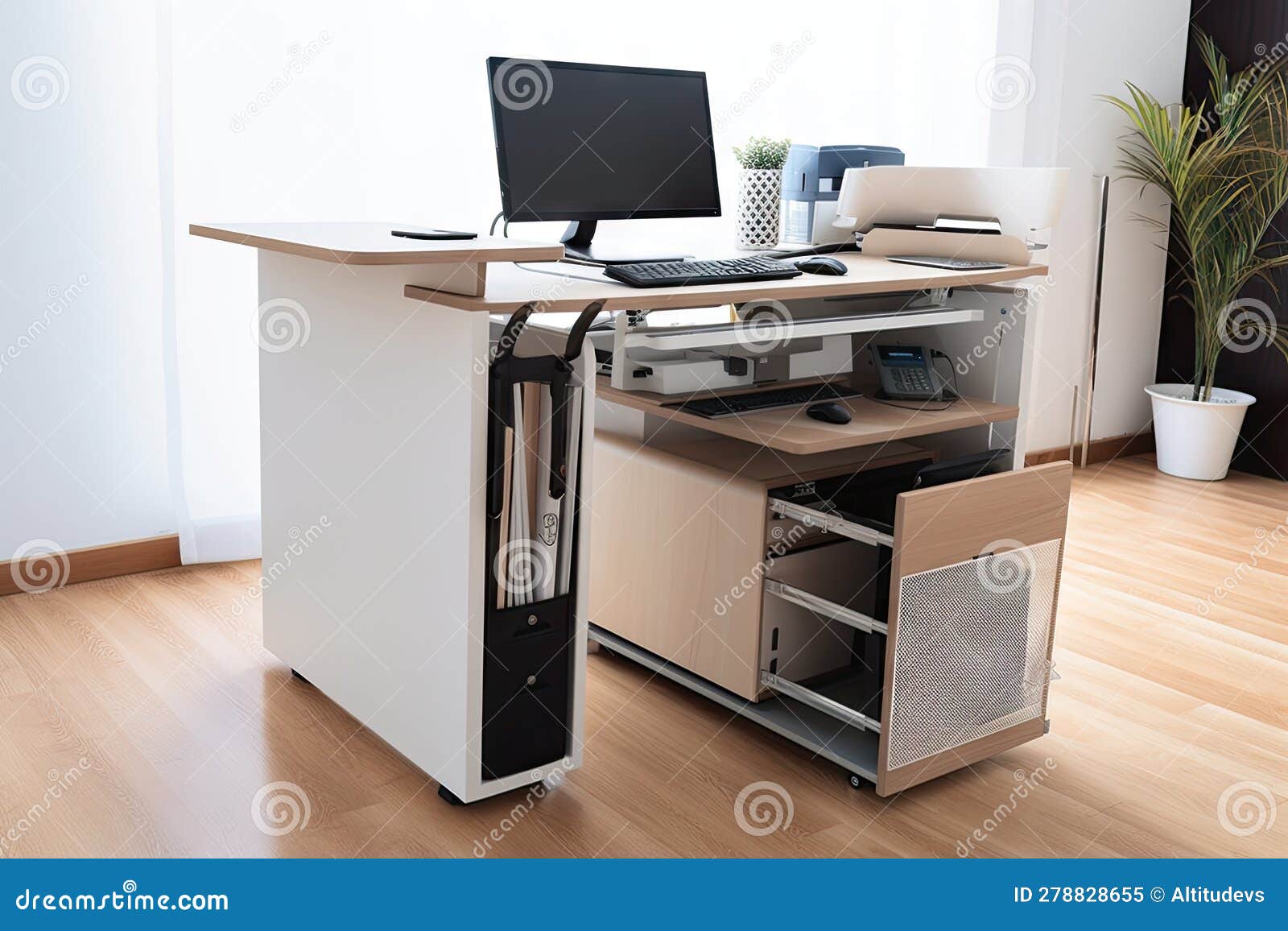 Multifunctional Desk with Ergonomic Features, Such As Adjustable Height ...