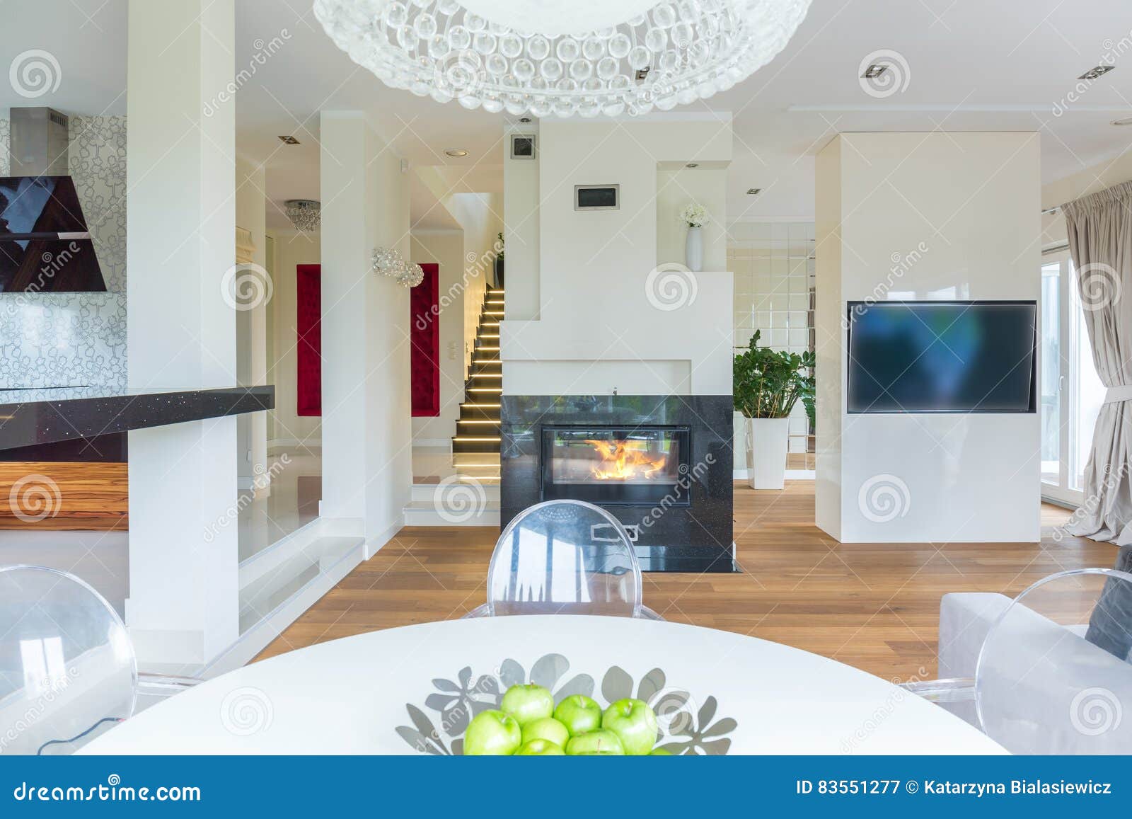 Multifunctional Living Room Interior Stock Image - Image of chairs ...