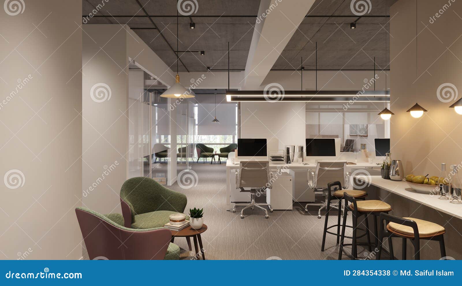 Multifunctional Office Desks Adapting To Various Work Activities Stock ...