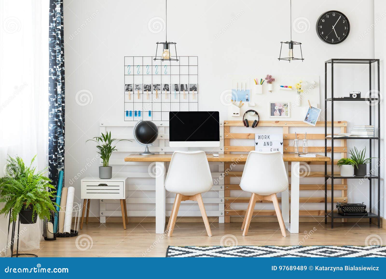 Multifunctional Workspace in Home Office Stock Image - Image of ...