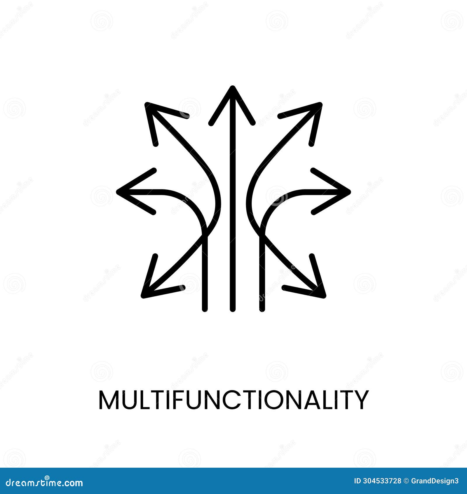 Multifunctionality, Arrows in Different Directions Line Icon Vector ...