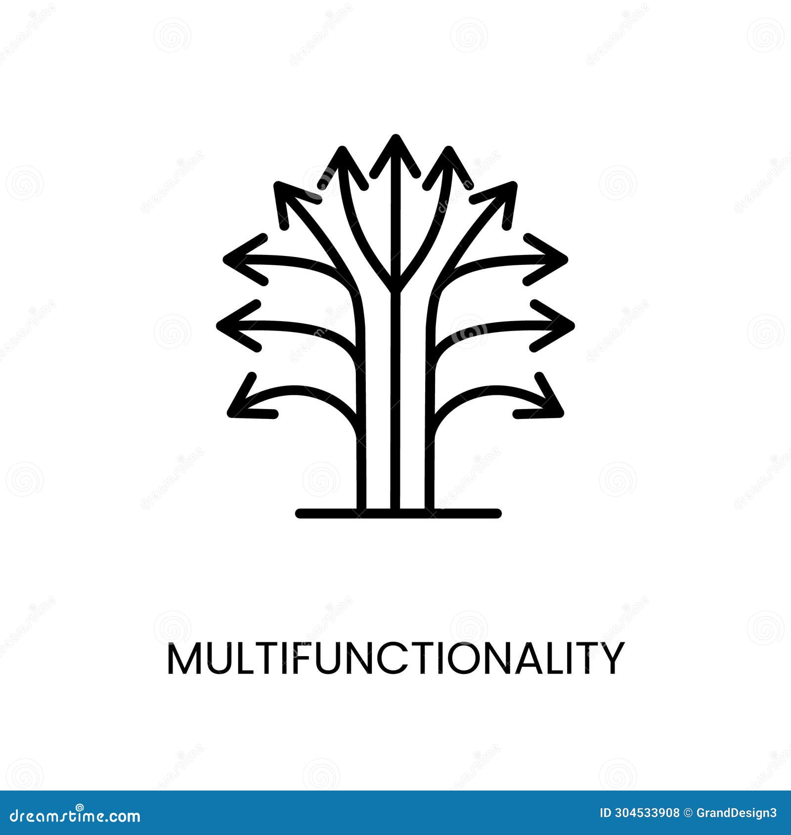 Multifunctionality, Arrows in Different Directions Line Icon Vector ...