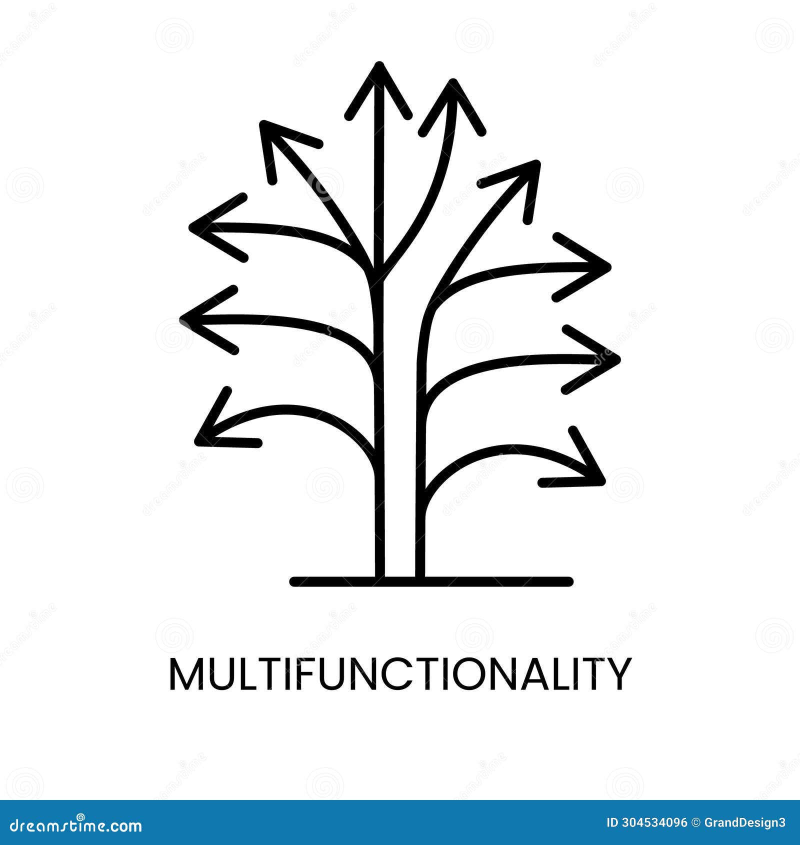 Multifunctionality, Arrows in Different Directions Line Icon Vector ...