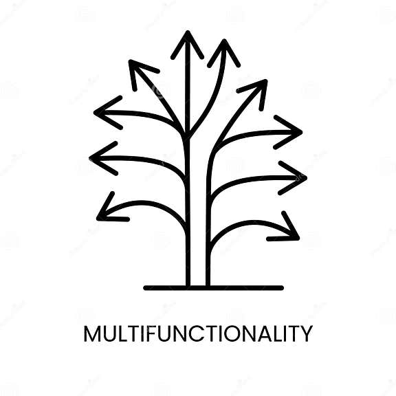 Multifunctionality, Arrows in Different Directions Line Icon Vector ...