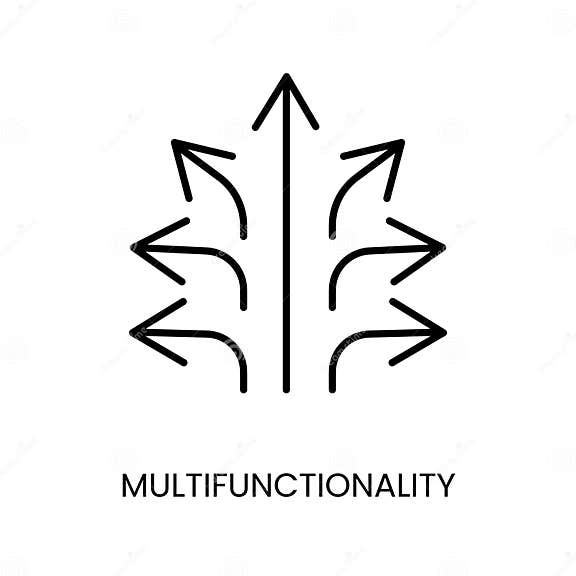 Multifunctionality, Arrows in Different Directions Line Icon Vector ...