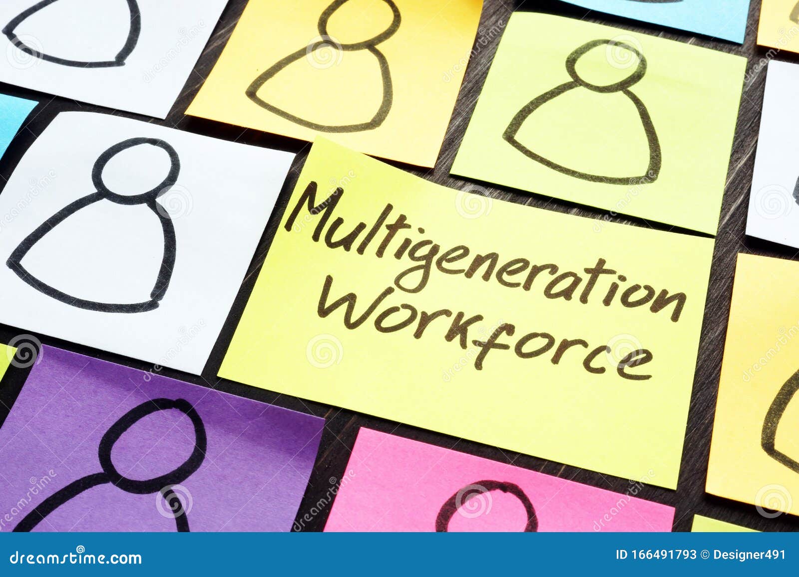 Multigeneration Workforce. Multicolored Memo Sticks with Figures Stock ...