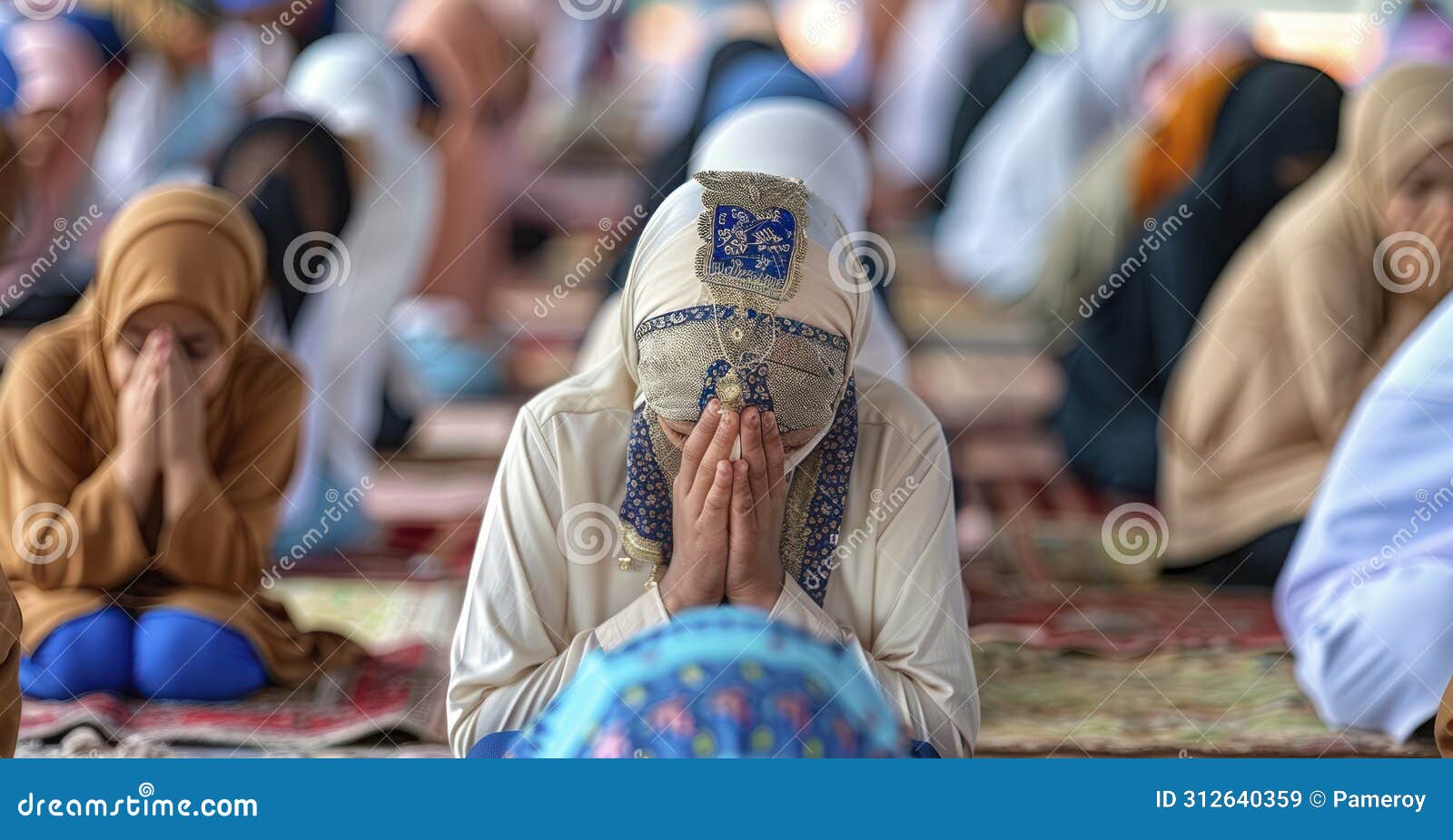 A Multigenerational Gathering of Muslims Celebrating the End of Ramadan ...