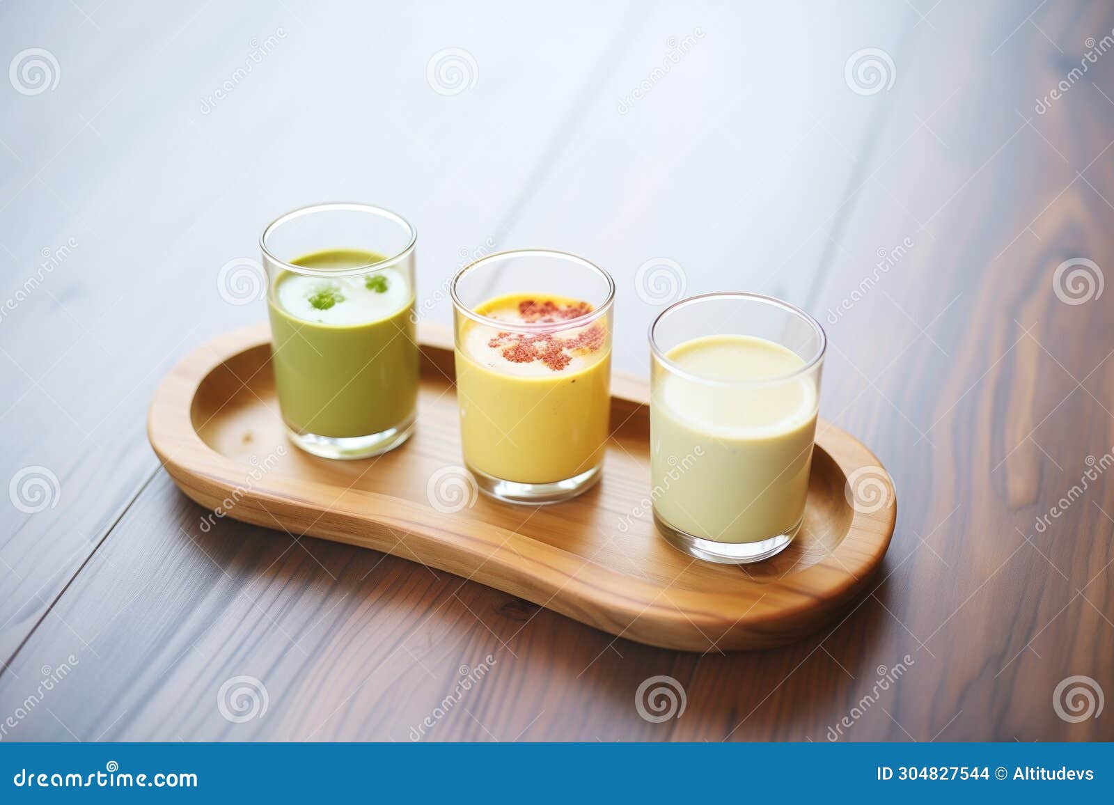 Multiglass Iced Matcha Tasting Flight, with Different Milk Alternatives ...