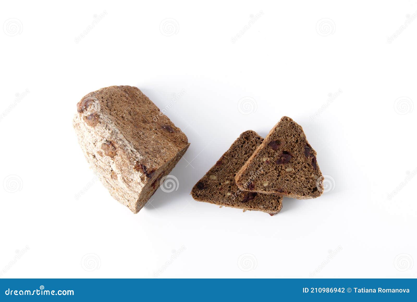 Multigrain Triangular Bread on a White Background. Two Pieces and a ...