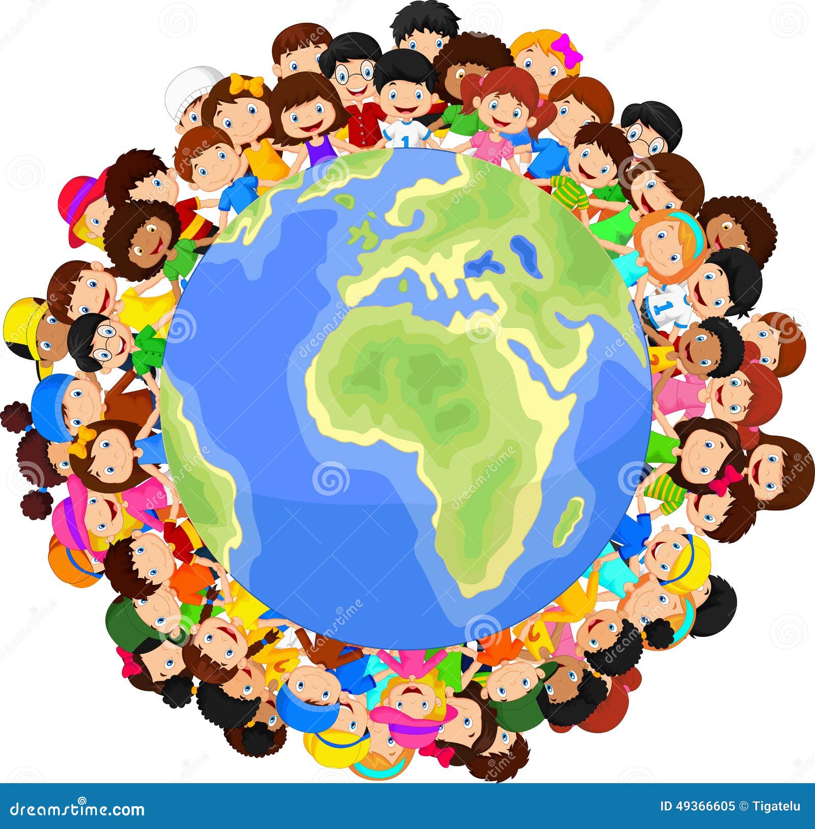 Multikulturelle Kinderkarikatur Auf Planetenerde Vektor Abbildung ...