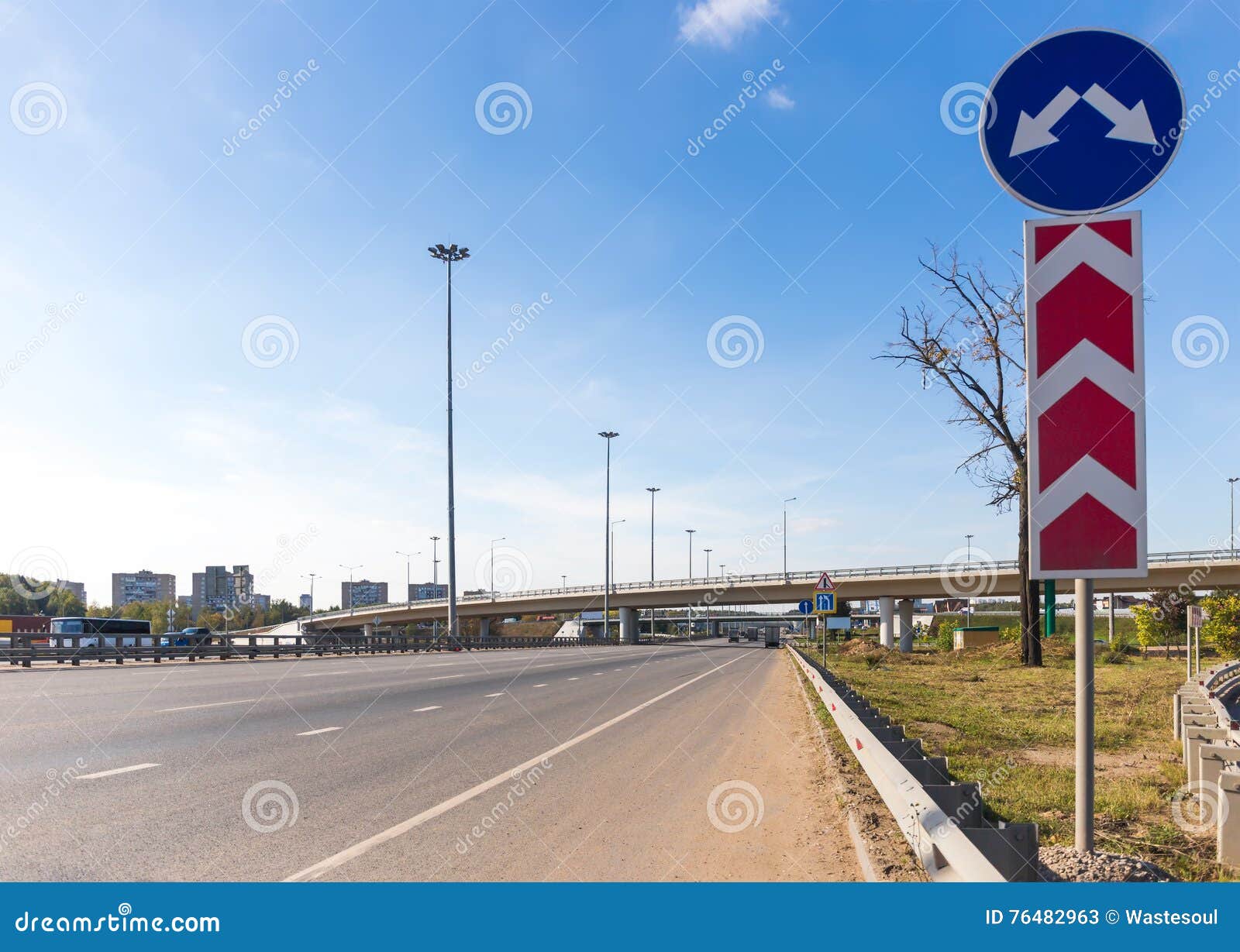 Multilane Highway and Overpass Stock Image - Image of concrete, speed ...