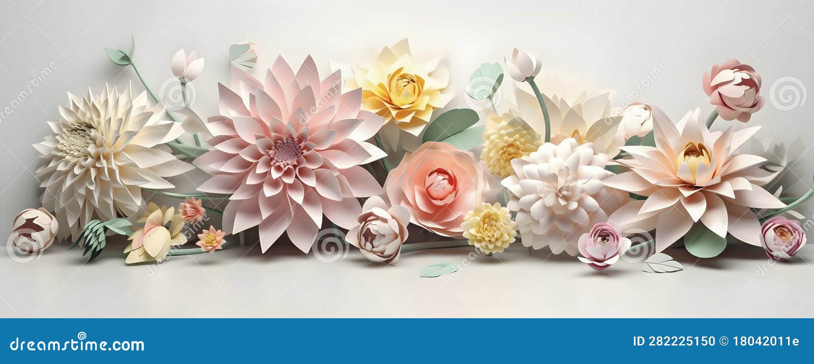 Multilayer Paper Art Flowers on Gray Background. Stock Photo - Image of ...