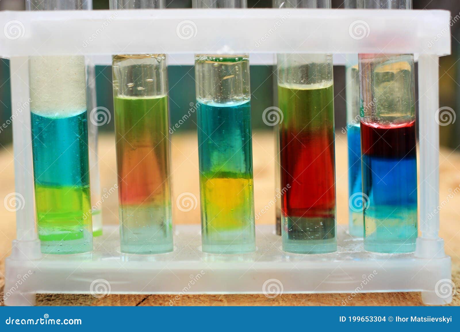 Multilayer Systems of Colored Liquid Insoluble Substances in Test Tubes ...