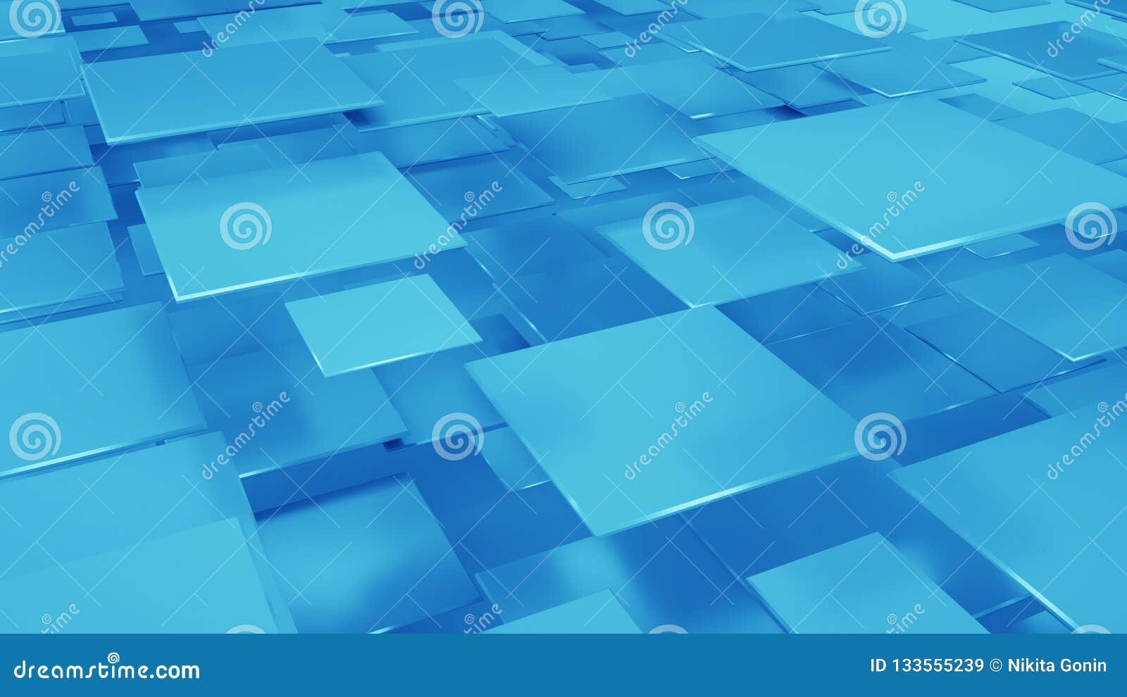 Multilayered Composition of Blue Squares 3D Rendering Stock ...