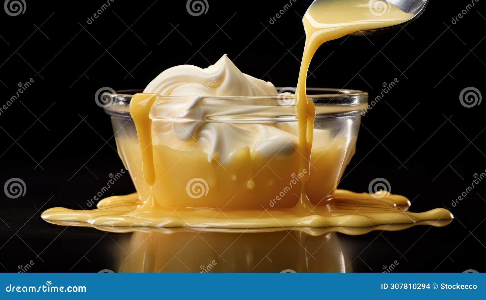 Multilayered Custard Pouring into Glass Dish - a Captivating Image ...