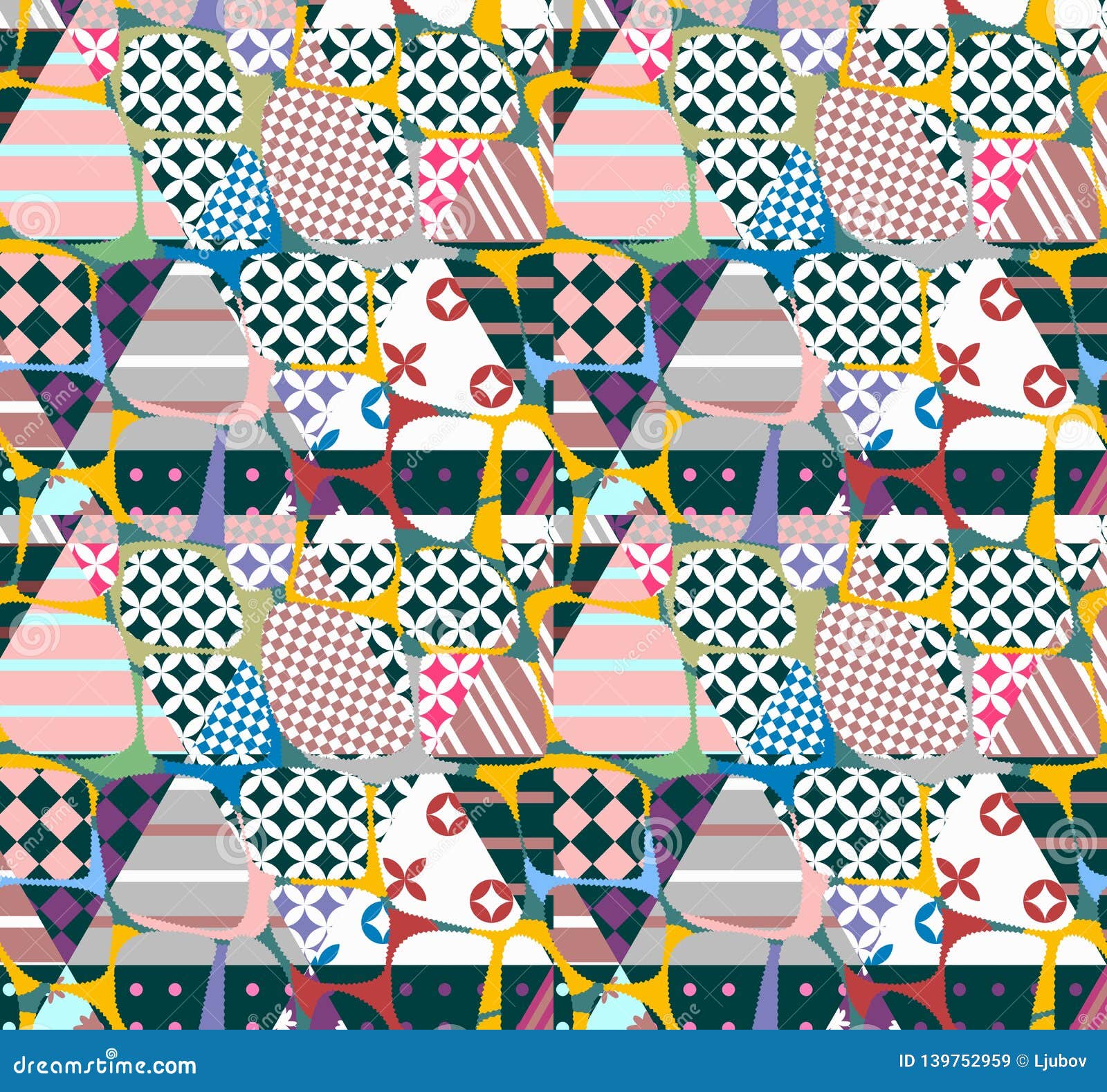 Multilayered Seamless Patchwork Background. Beautiful Abstract Pattern. Print for Fabric ...