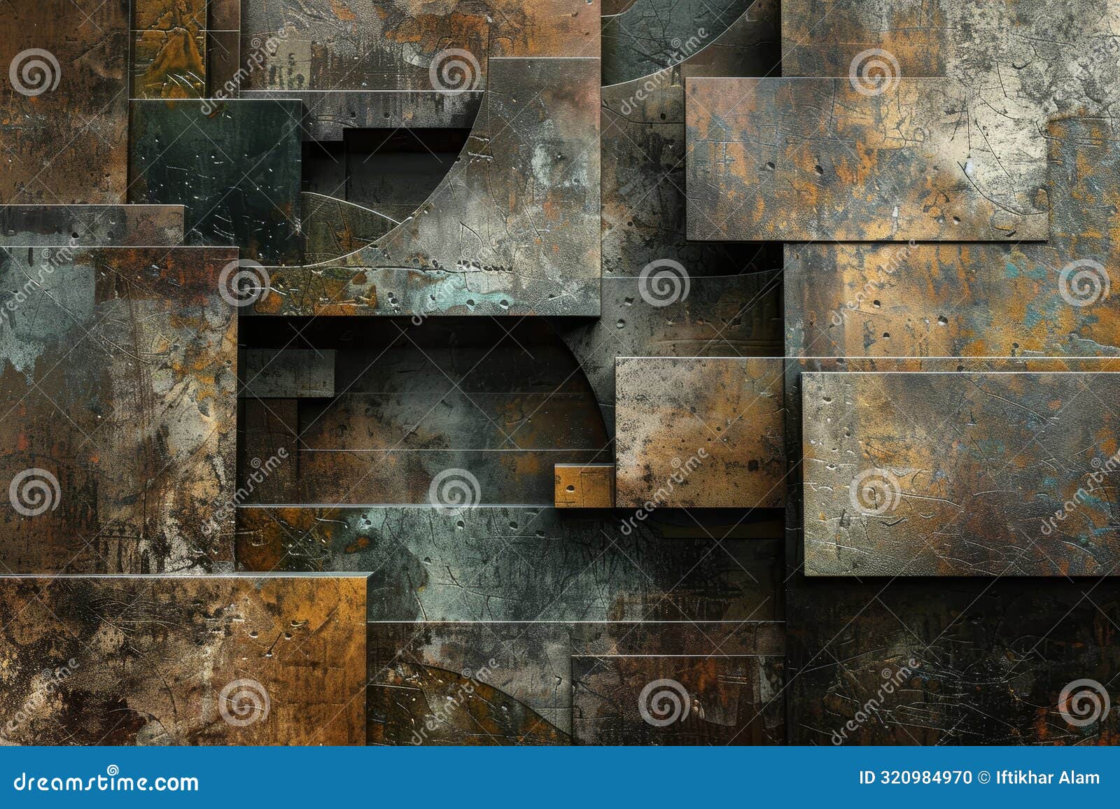 Multilayered Textures of Different Shapes and Colors on a Metal Surface ...