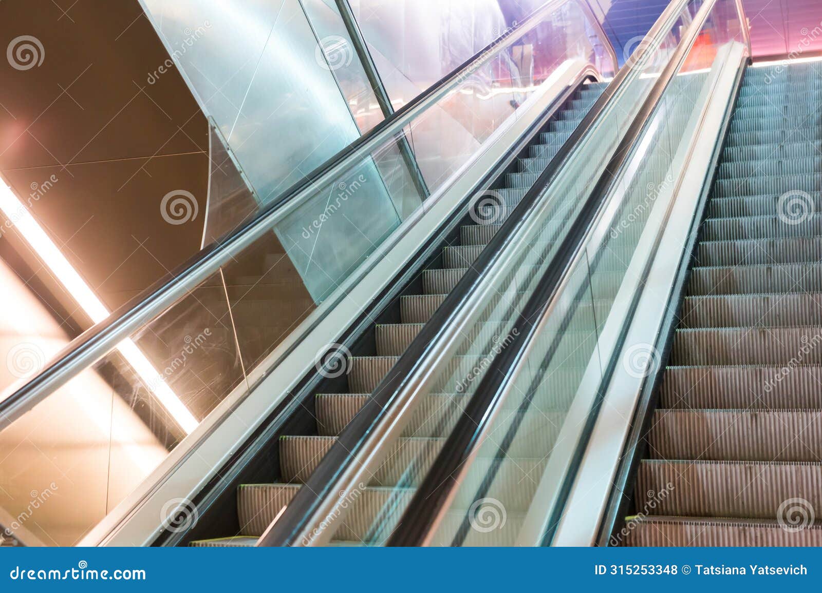Line Escalators with Metal Coating Stock Photo - Image of city ...