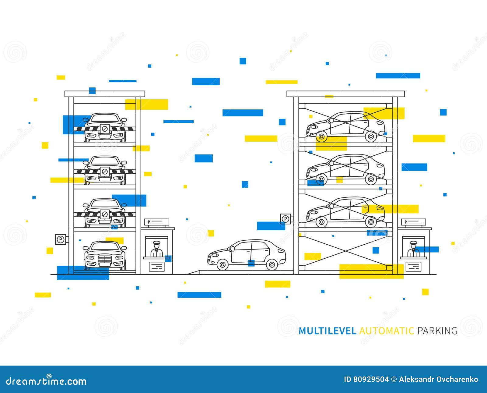 Multilevel Parking Terminal, Slot, Transportation Linear Vector ...