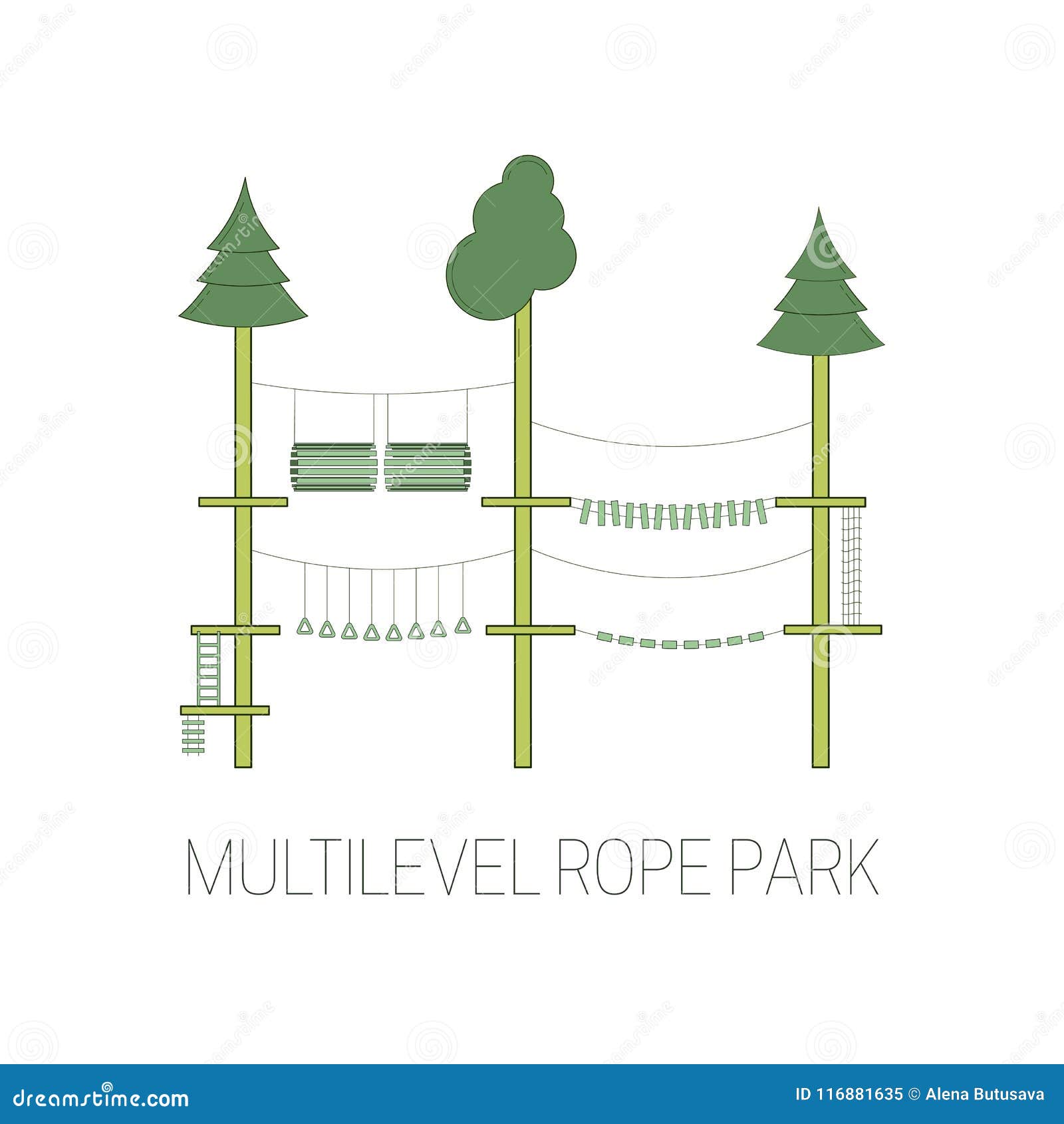Rope Park Vector Climbing Adventure Park Equipment For Activity Extreme ...