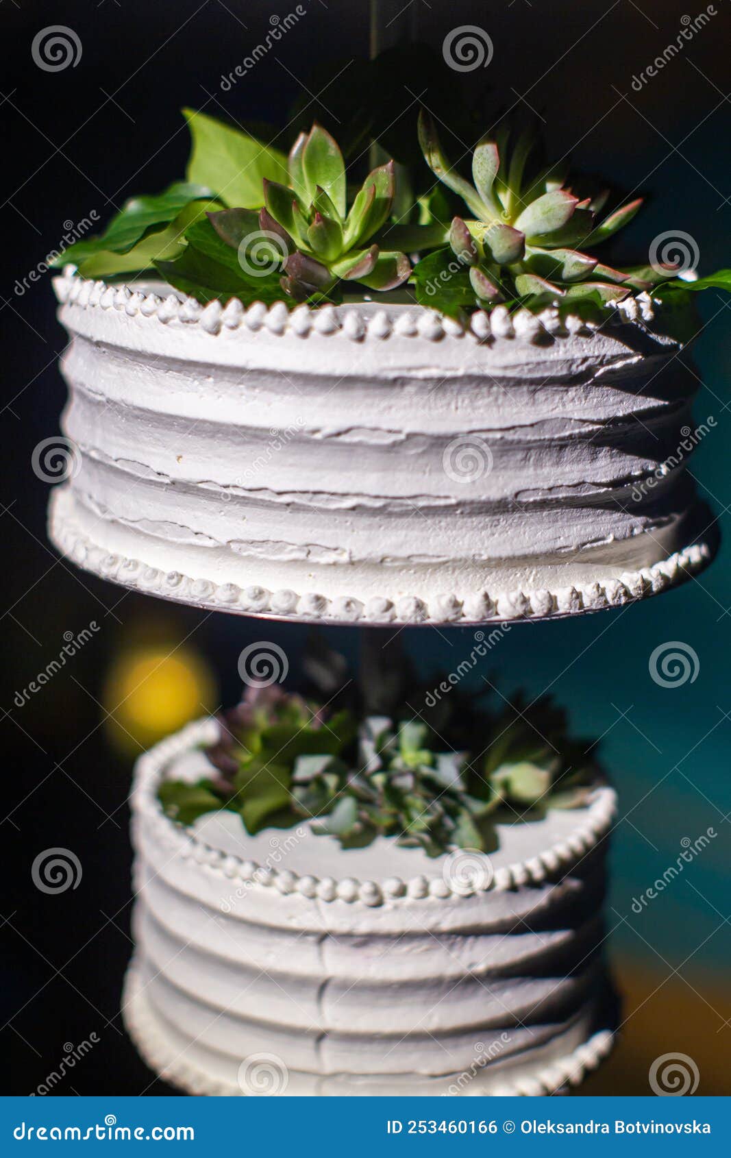 Multilevel Wedding Hanging Cake Decorated with Flowers Stock Photo ...