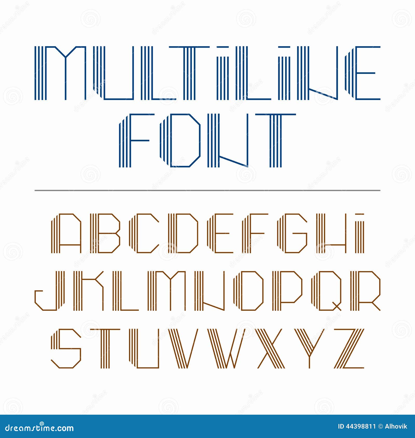 Multiline font, alphabet stock vector. Illustration of colorful - 44398811