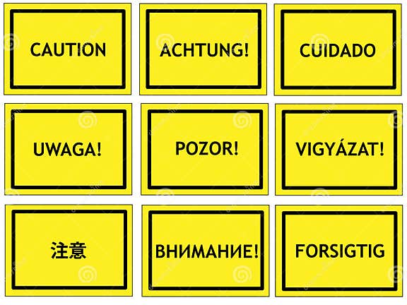 Multilingual caution signs stock vector. Illustration of sign - 5166047