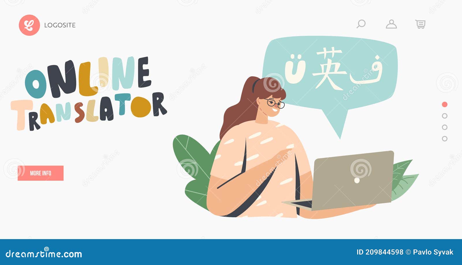Multilingual Man Character With Speech Bubbles Talking Different