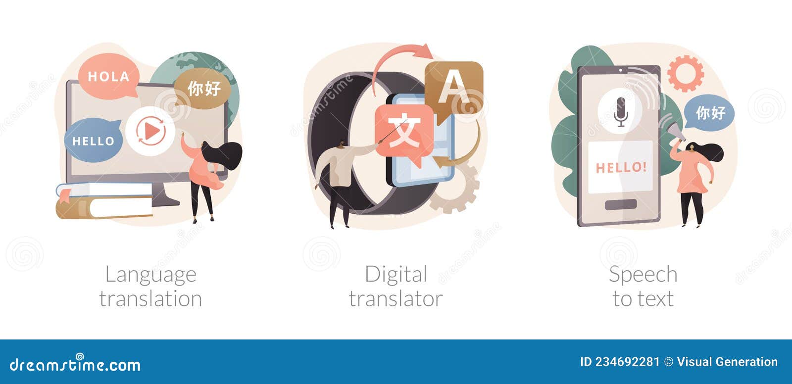 Multilingual Mobile Application Abstract Concept Vector Illustrations ...