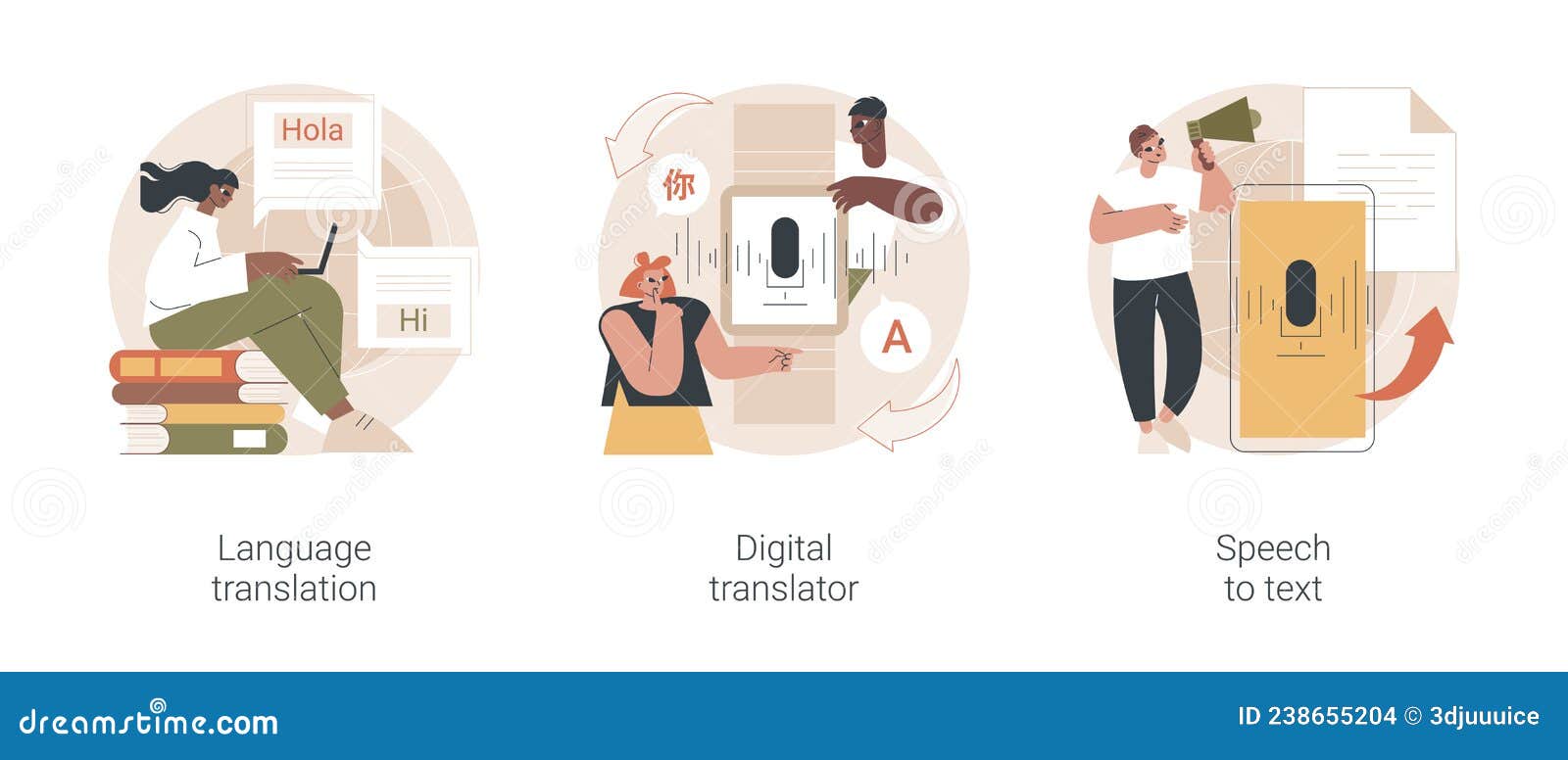 Multilingual Mobile Application Abstract Concept Vector Illustrations