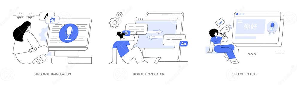 Multilingual Mobile Application Abstract Concept Vector Illustrations
