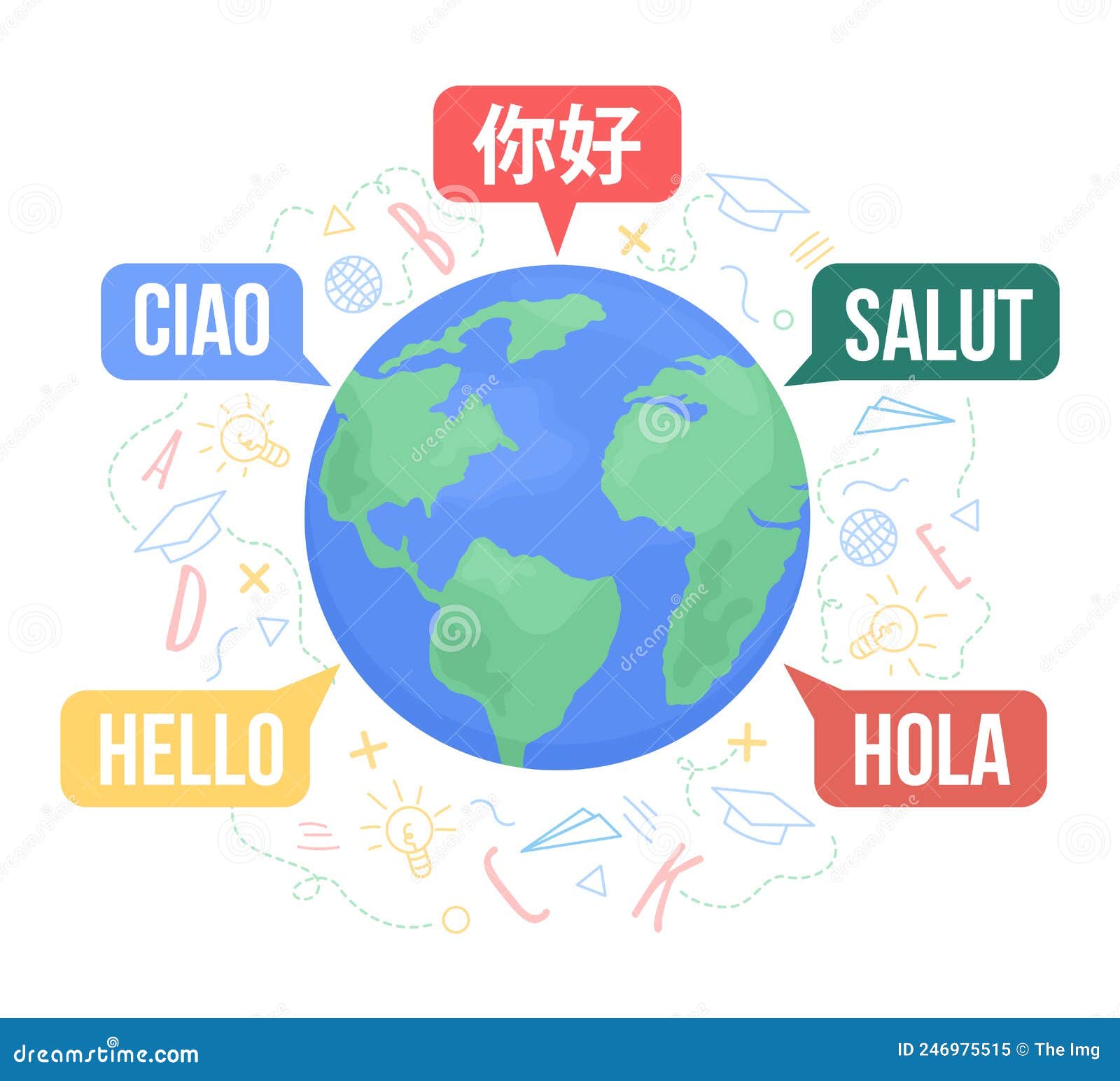 Multilingual World 2D Vector Isolated Illustration Stock Vector ...