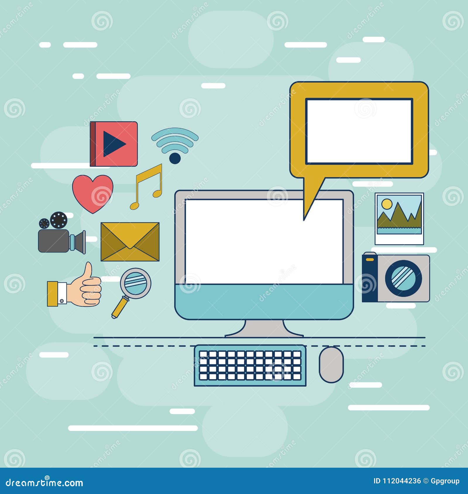 Multimedia Application in Device Tech Desktop Computer on Colorful ...