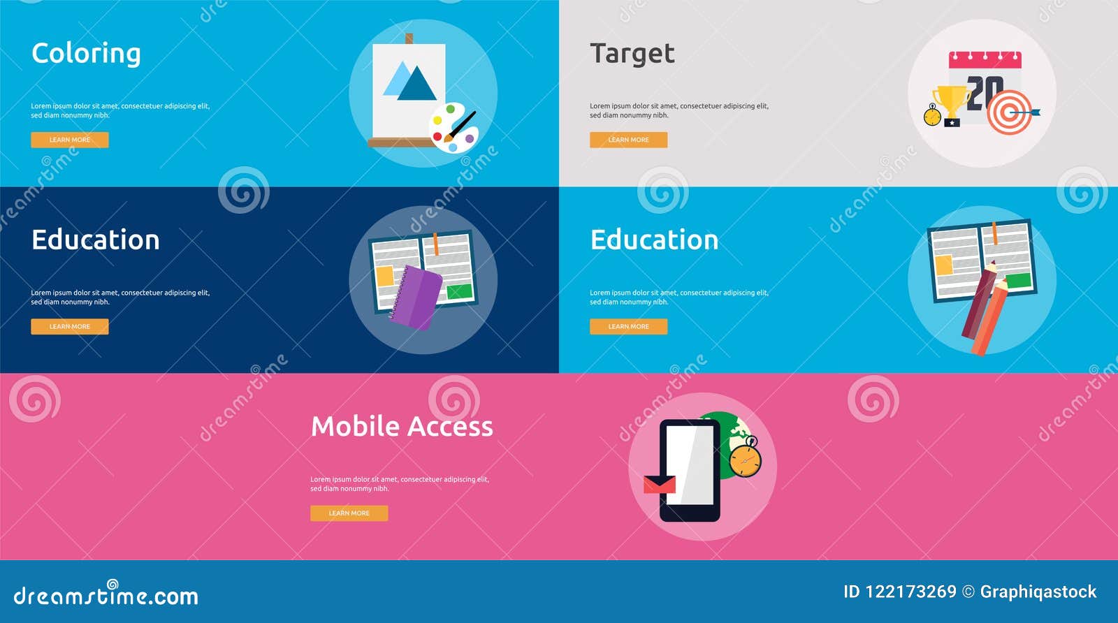 Multimedia Banner Design stock illustration. Illustration of flat ...