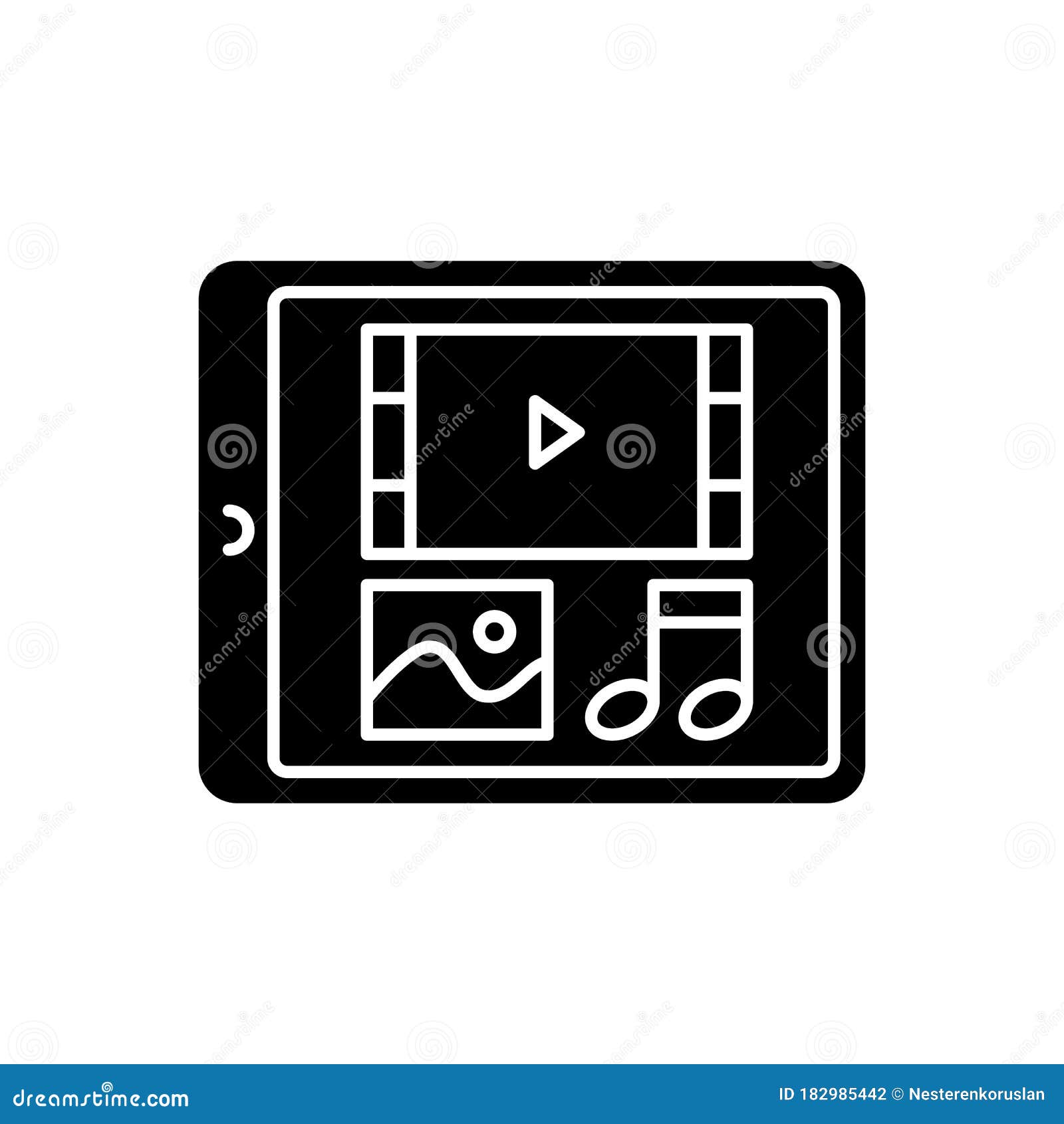 Multimedia Black Glyph Icon Stock Vector - Illustration of network ...