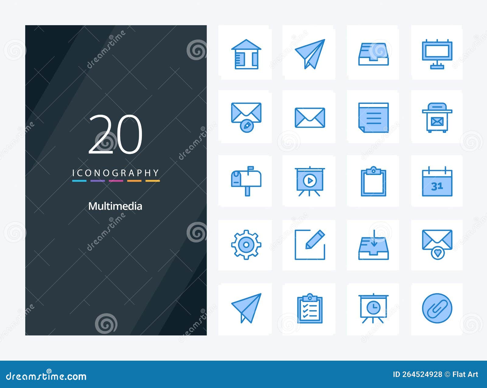 20 Multimedia Blue Color Icon for Presentation Stock Vector ...