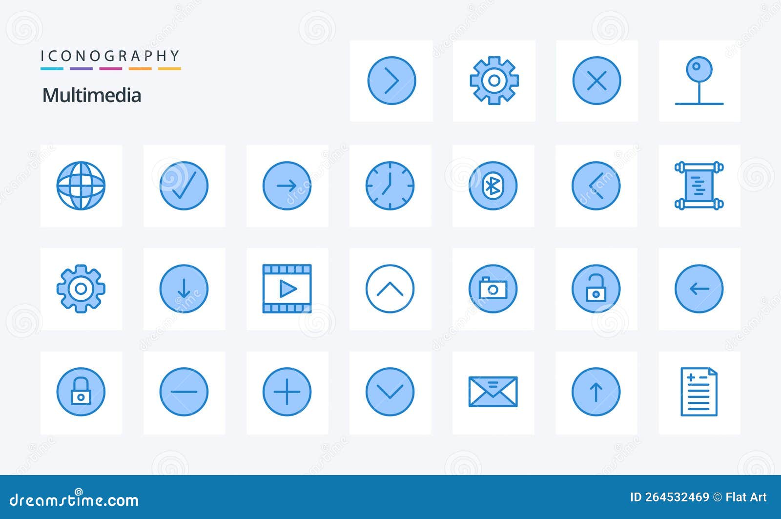 25 Multimedia Blue Icon Pack Stock Vector - Illustration of ...