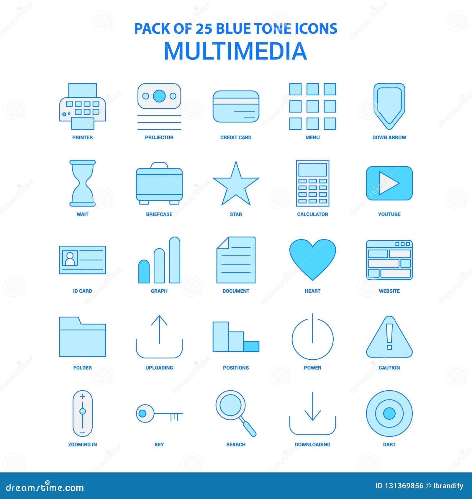Multimedia Blue Tone Icon Pack - 25 Icon Sets Stock Vector ...