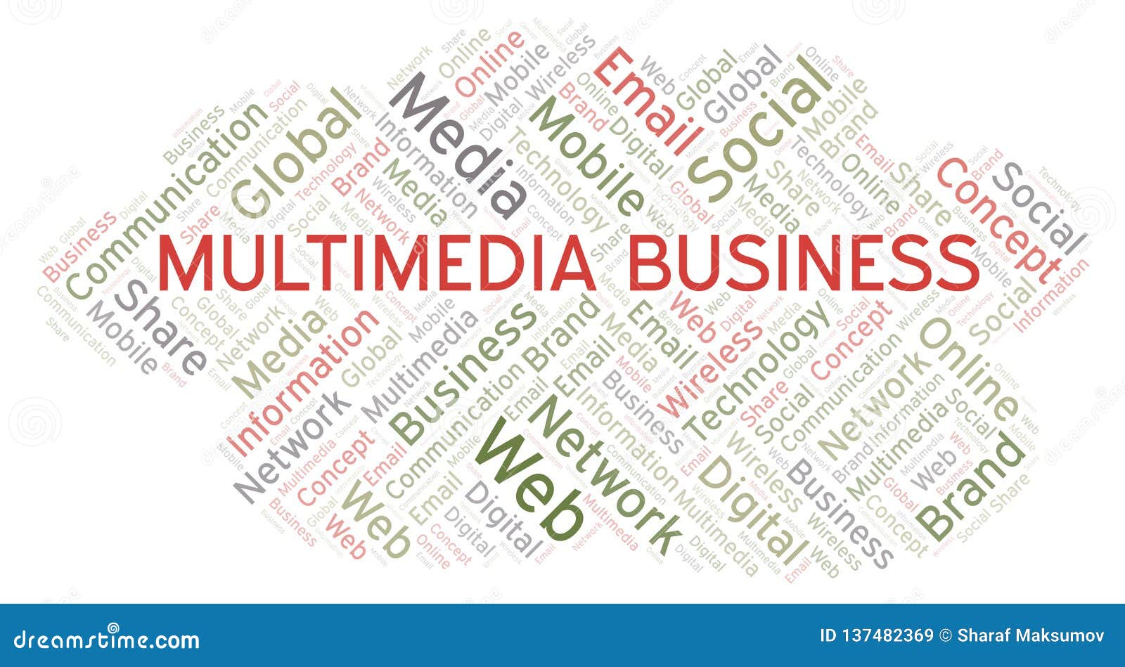 Multimedia Business Word Cloud Stock Illustration - Illustration of ...