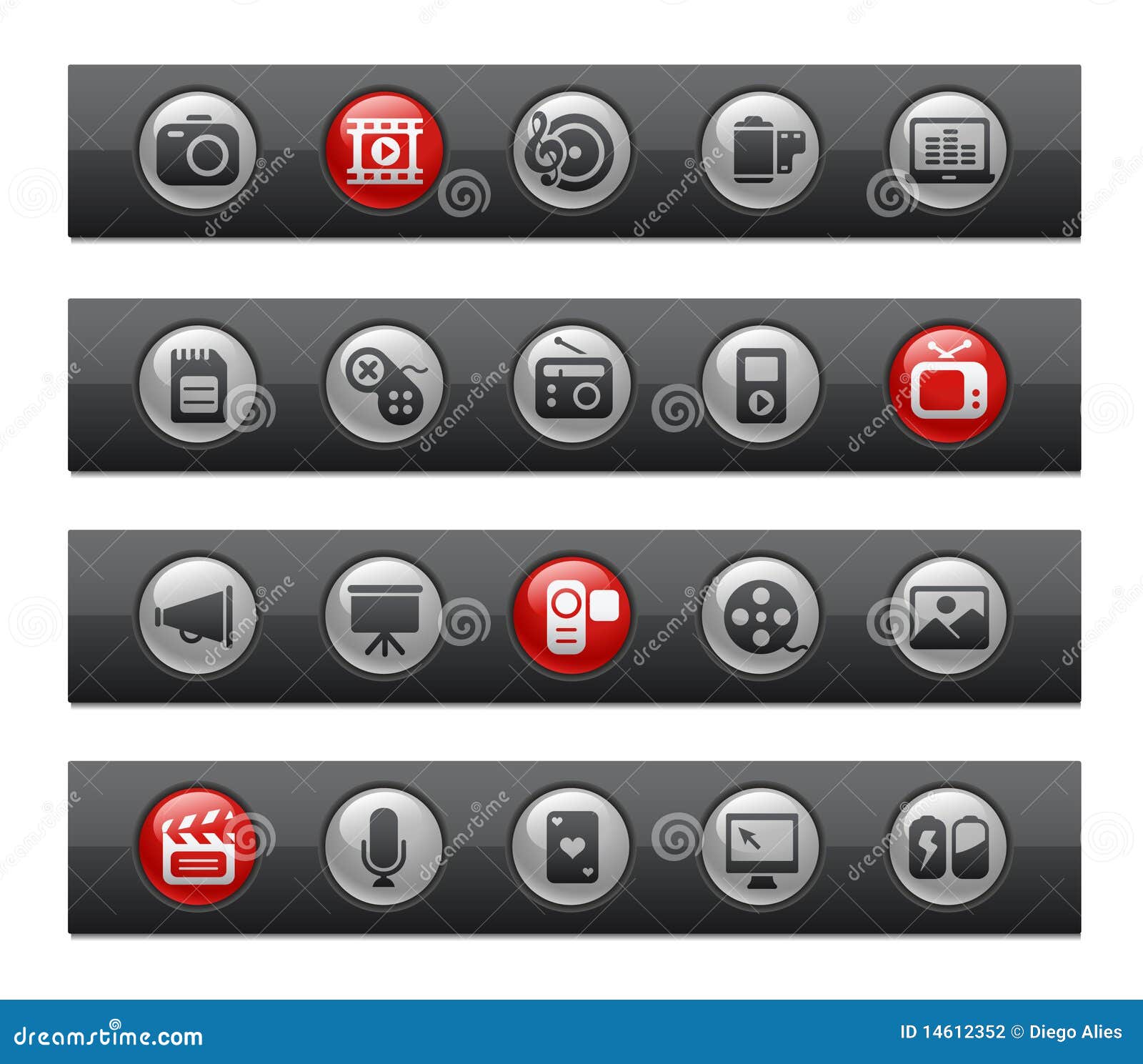 Multimedia // Button Bar Series Stock Vector - Illustration of ...
