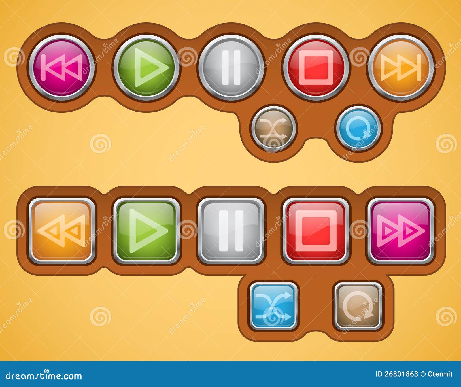 Multimedia buttons stock vector. Illustration of button - 26801863