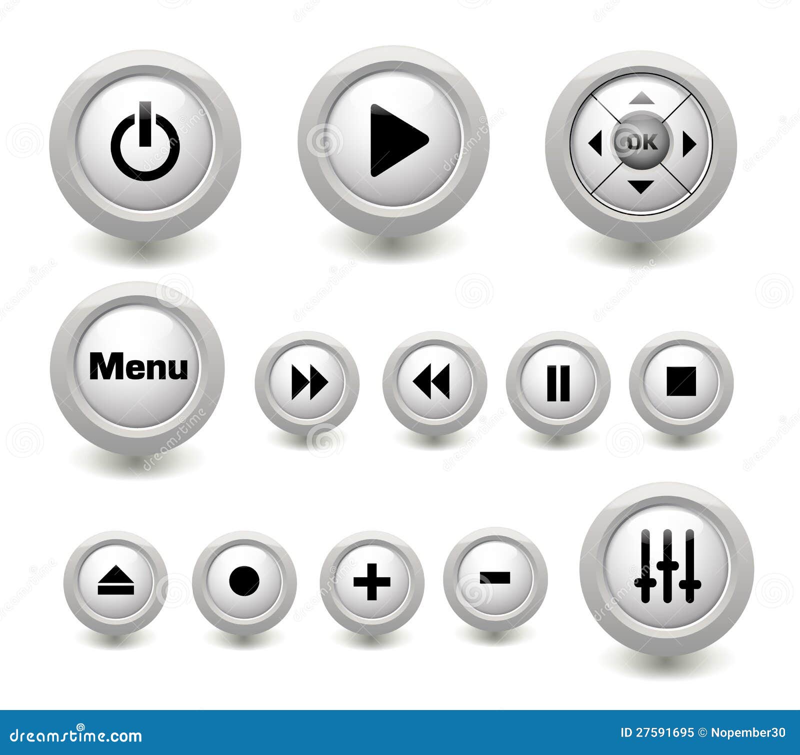 Multimedia Buttons Collection Stock Vector - Illustration of offline ...