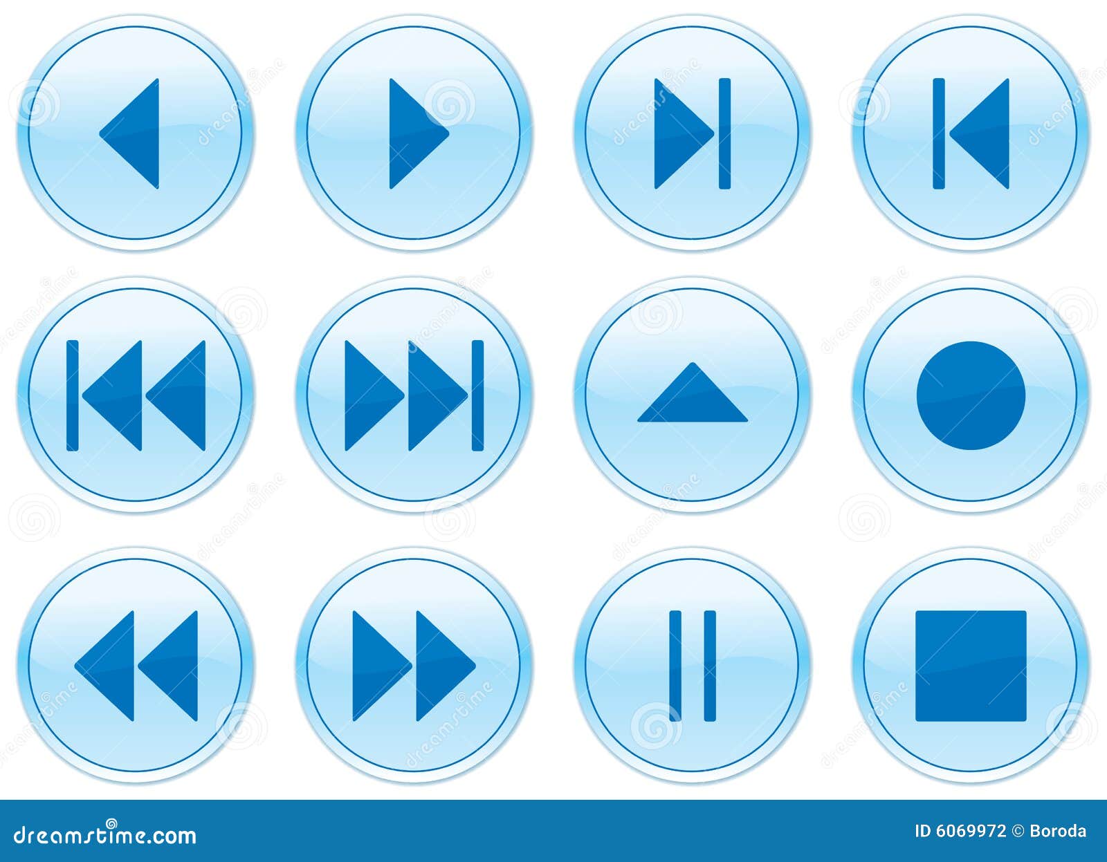 Multimedia buttons set. stock vector. Illustration of internet - 6069972