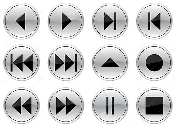 Multimedia buttons set. stock vector. Illustration of broadcasting ...