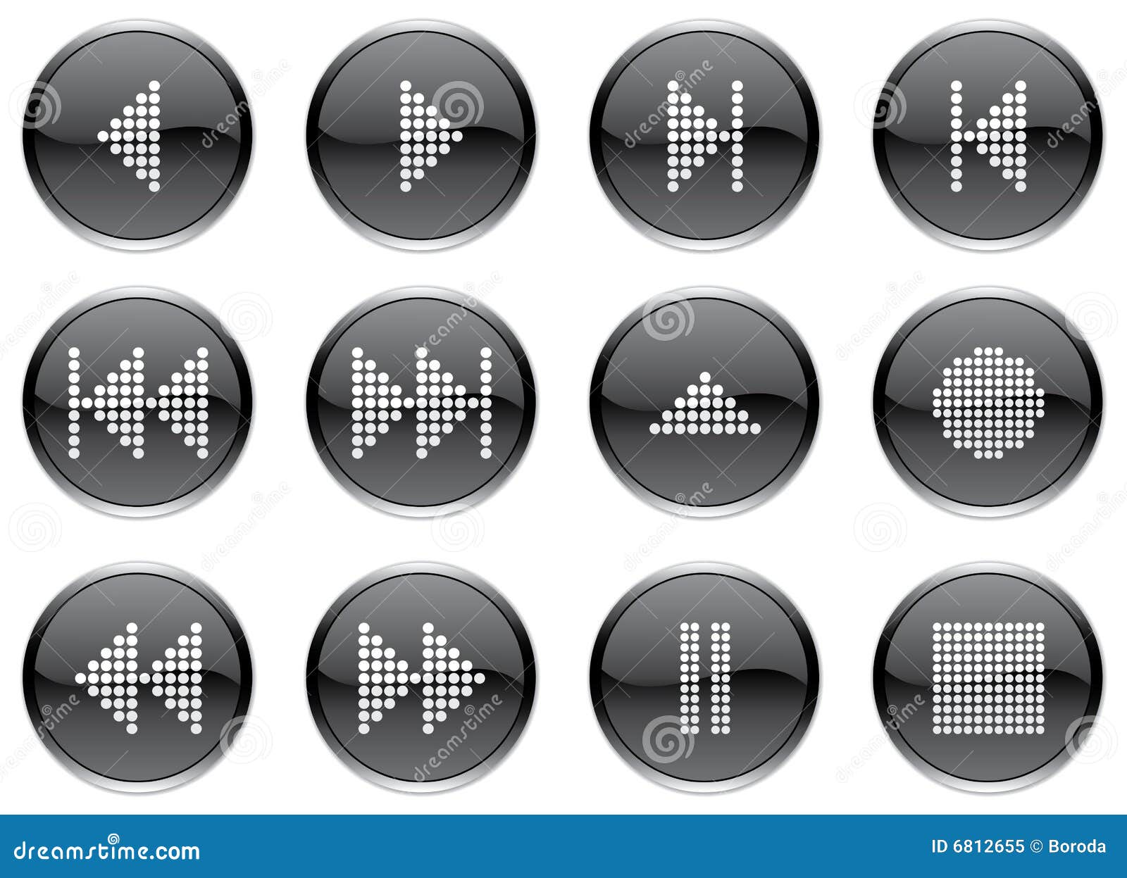Multimedia buttons set. stock vector. Illustration of glass - 6812655