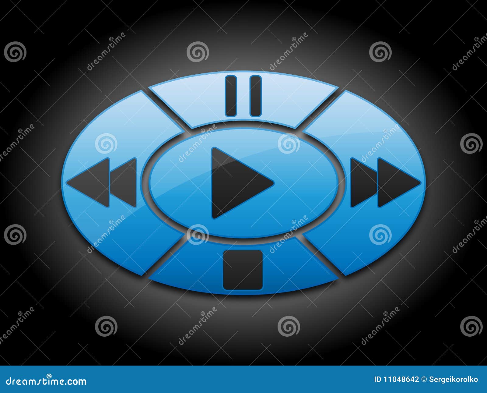 Multimedia Buttons Set in the Ring Stock Illustration - Illustration of ...