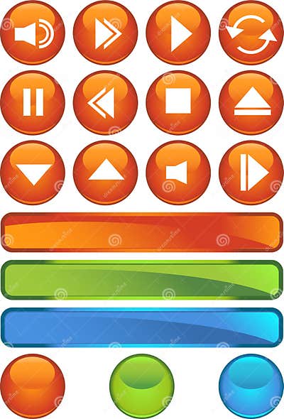 Multimedia Buttons: Shiny Round Stock Vector - Illustration of eject ...
